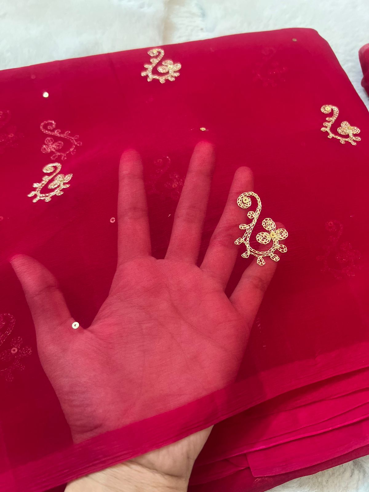 Magenta Pink Pure Chiffon Peta Work Saree – charuscloset