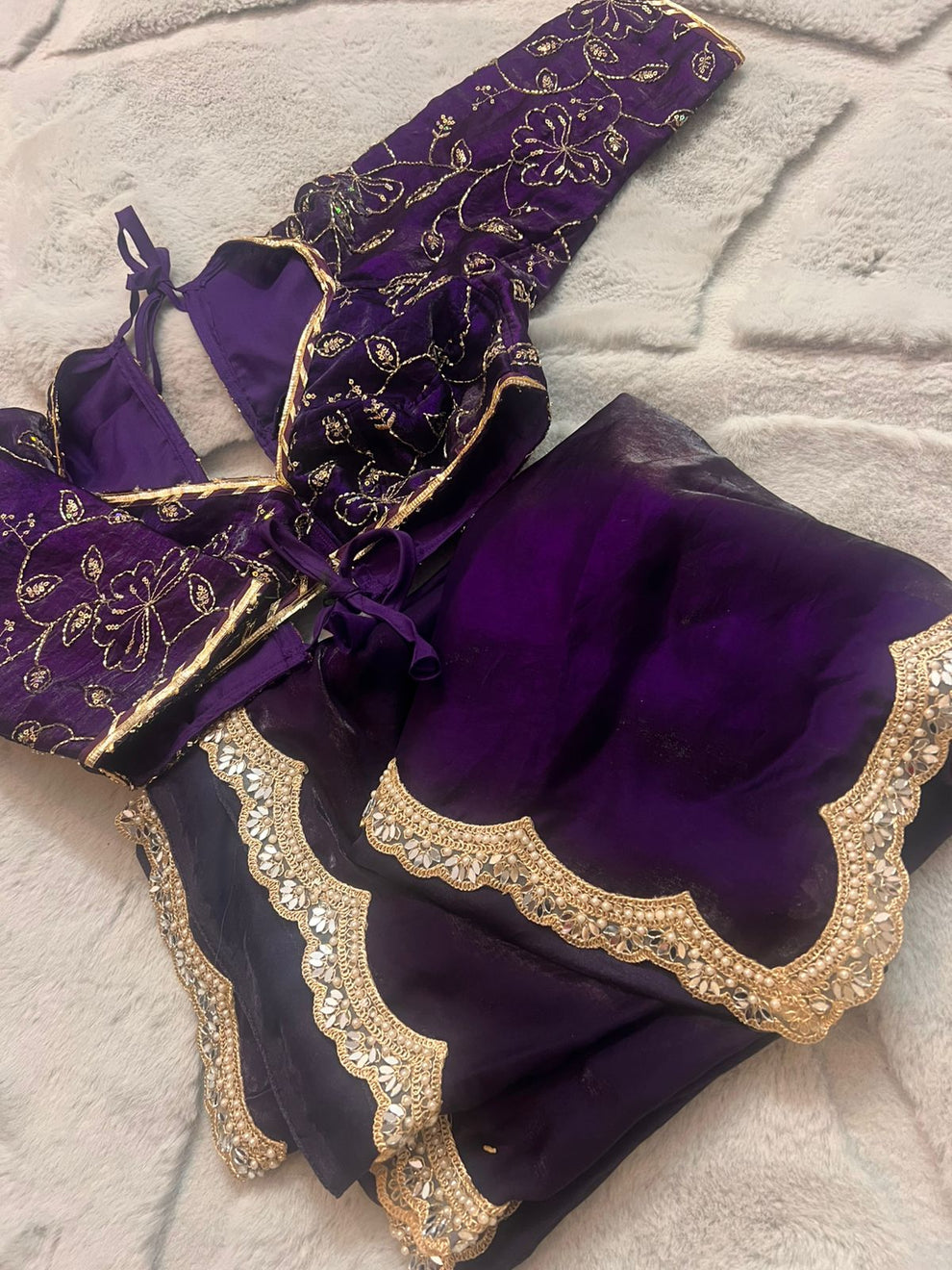 Purple Fendy Tissue Silk Designer Sari with Fendy Tissue Silk Designer ...